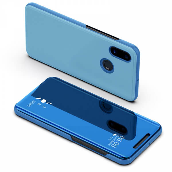 Zrkadlový plastový flip obal pre Xiaomi Redmi Note 6 Pro - modrý ...