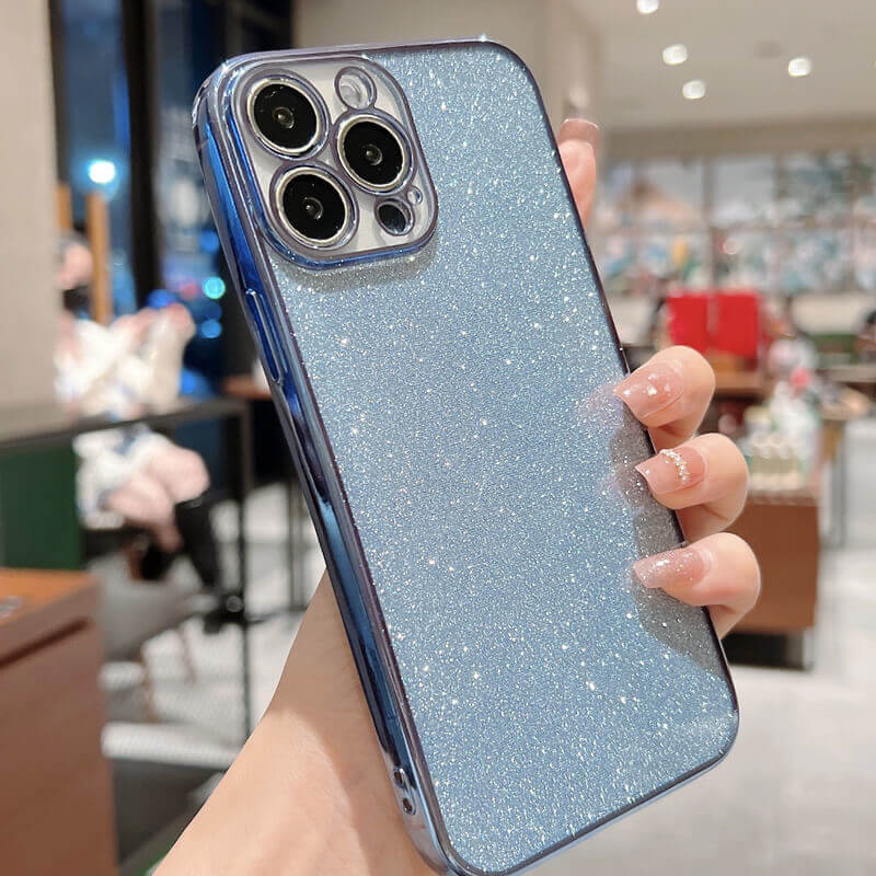 Ochranný silikonový obal se třpytkami Apple iPhone 12 - svetlo modrý ...
